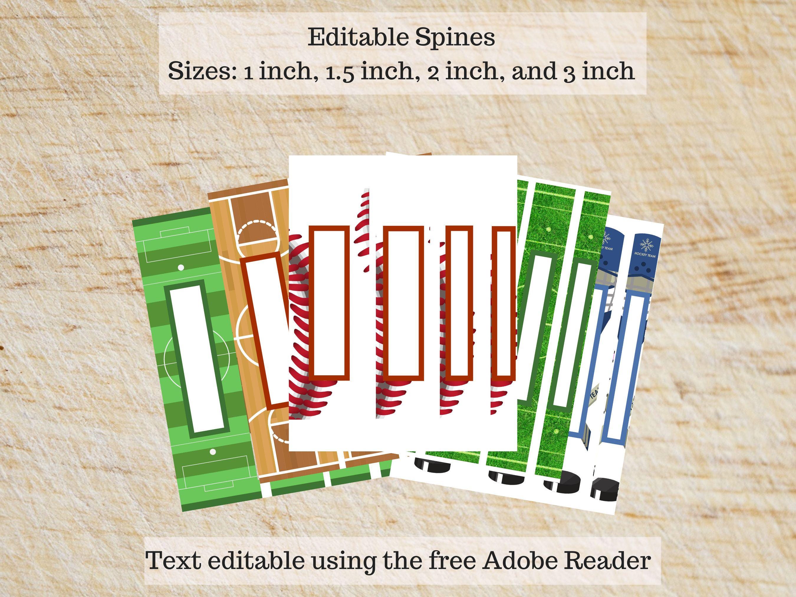 Sports Printable Binder Covers for School Editable Home Office Binder ...