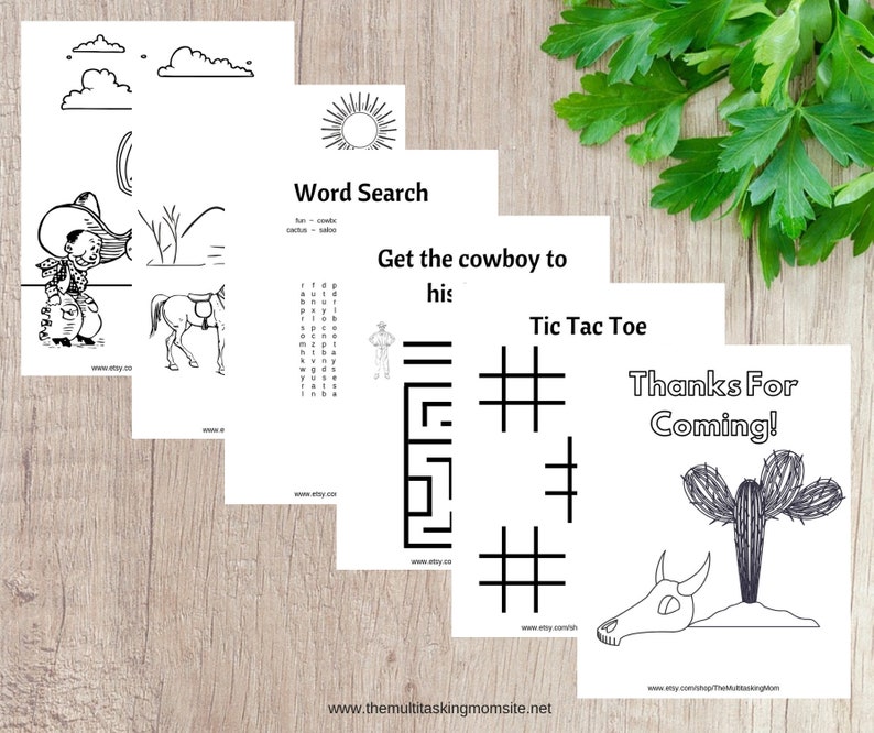 Cowboy Party Coloring Pages, Activity Pages, Birthday Party Activity ...