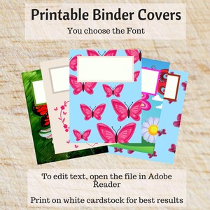 Butterfly Printable Binder Covers for School Editable Home Office ...
