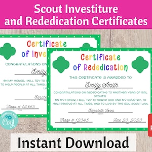 Certificate of Investiture and Rededication - Scouts Bridging Ceremony ...