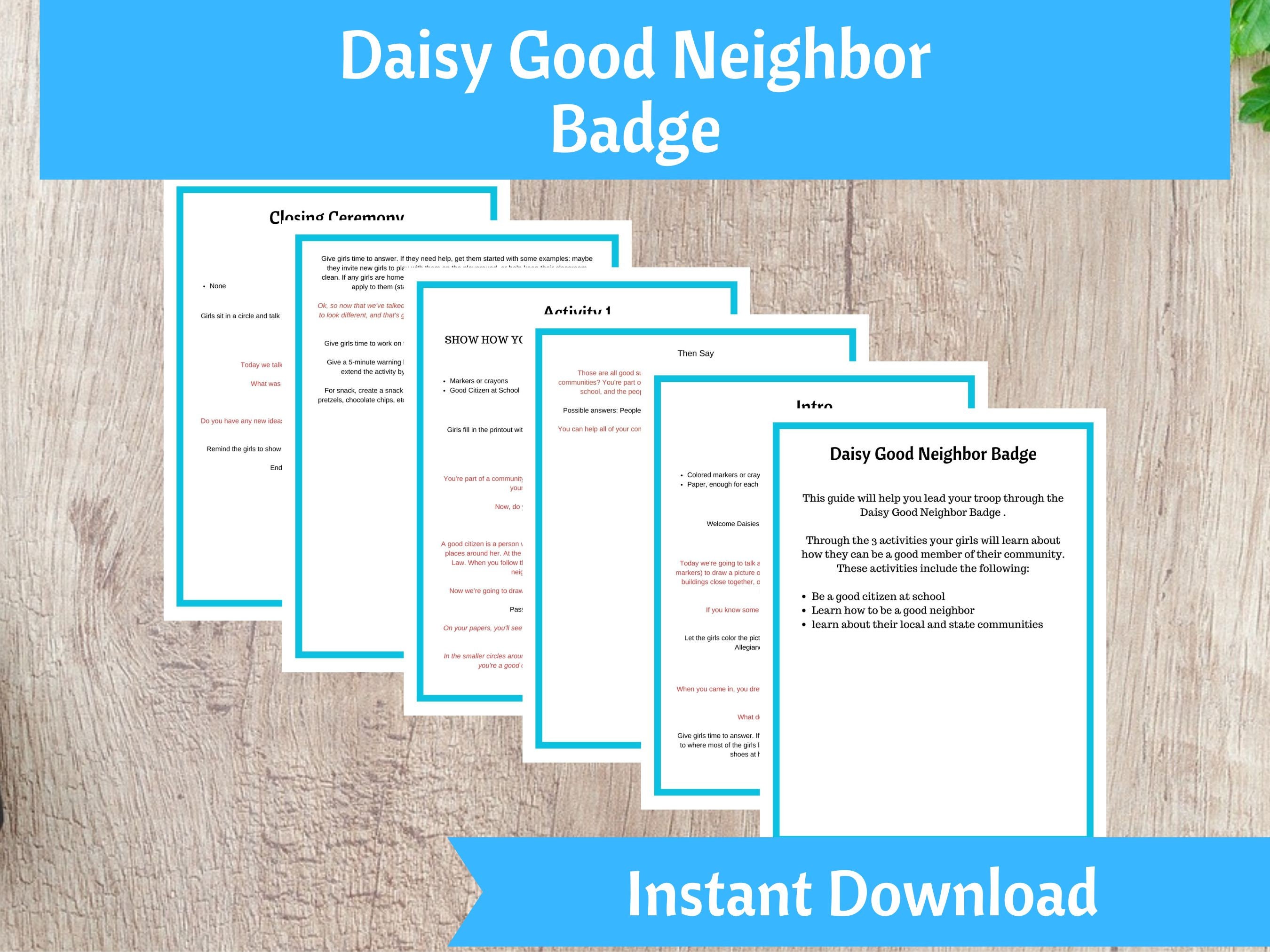 Daisy Good Neighbor Badge Activity Kit | Girls Scout Troop Organizer ...