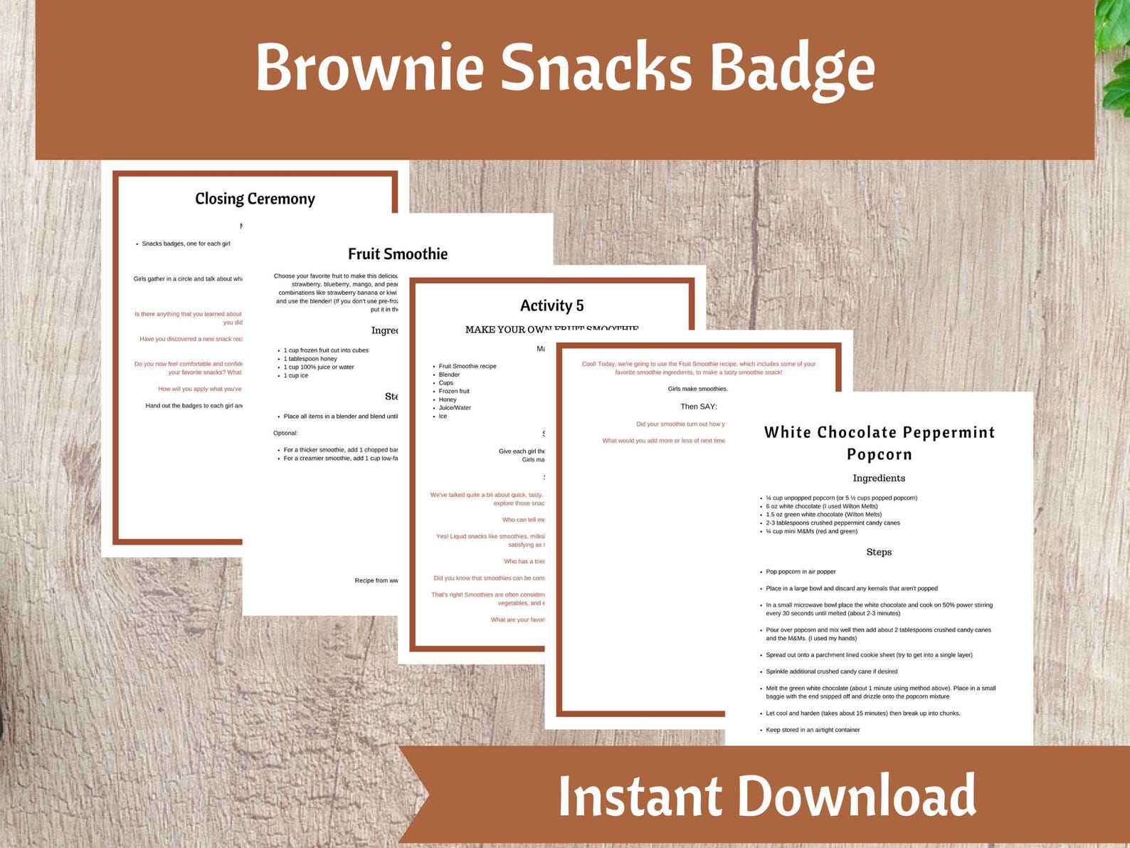 Brownie Snacks Badge Activity Kit | Girls Scout Troop Organizer ...