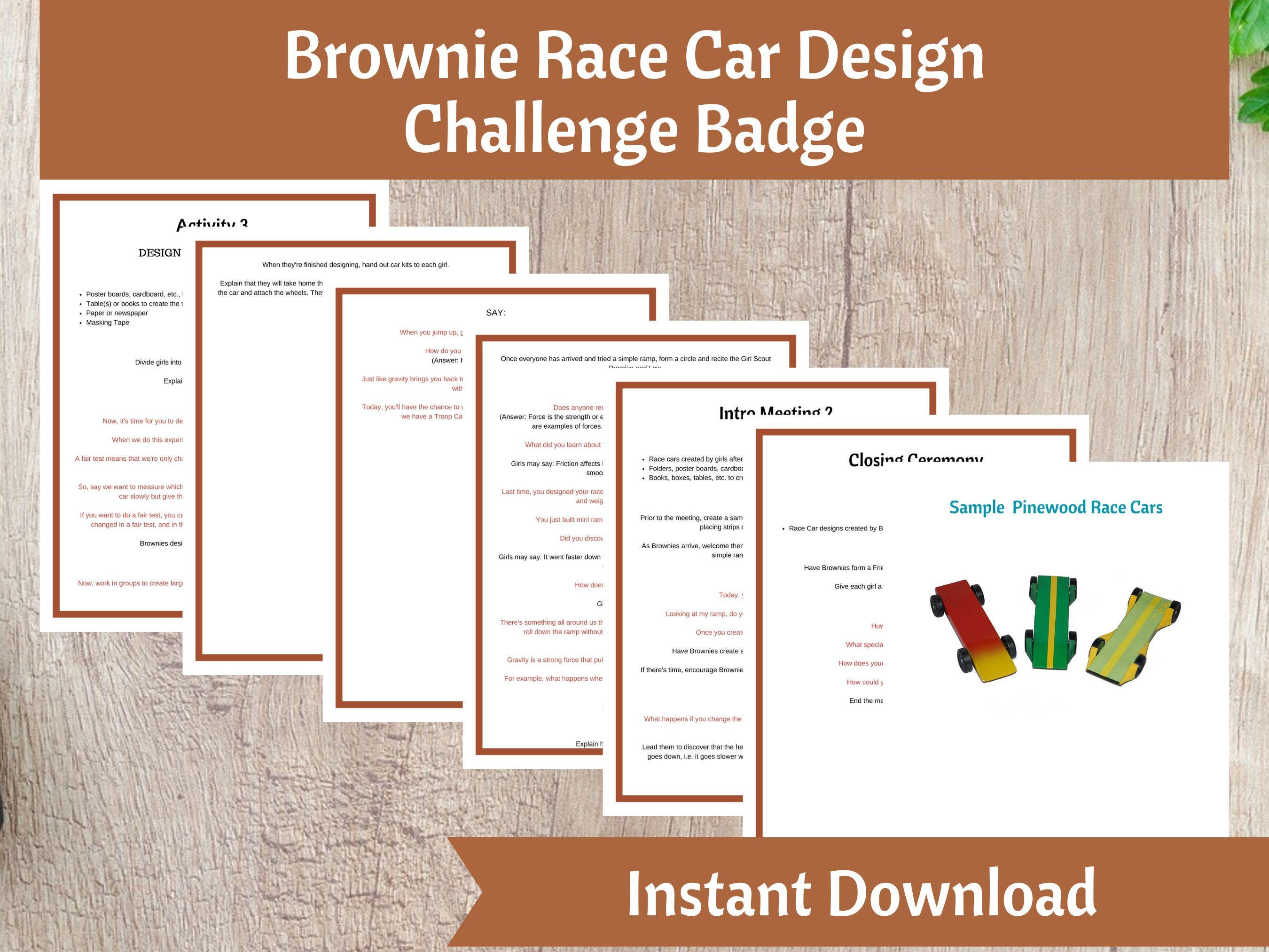 Brownie Race Car Design Challenge Badge Activity Kit | Girls Scout ...