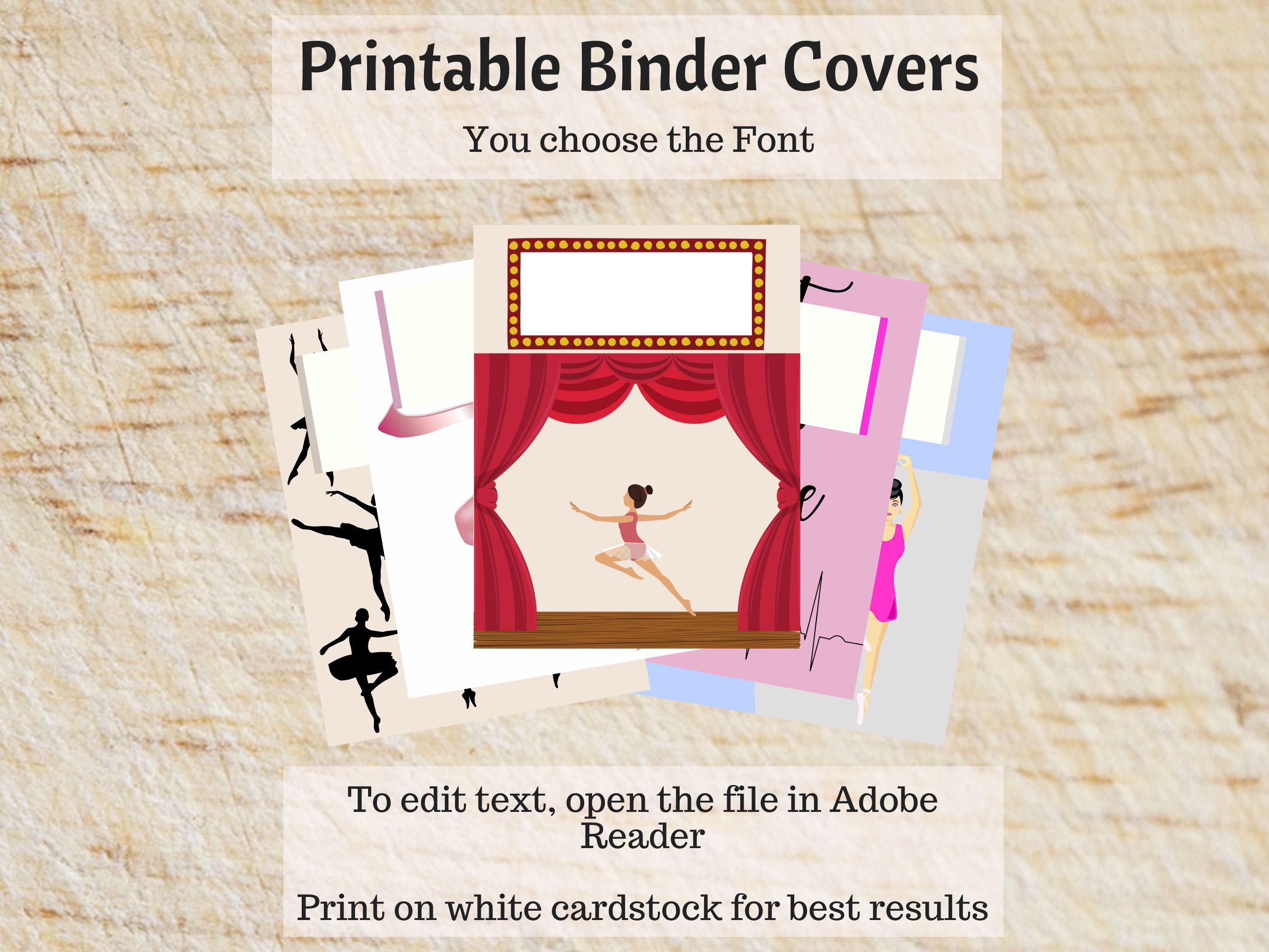 Ballet Printable Binder Covers for School Editable Home Office Binder ...