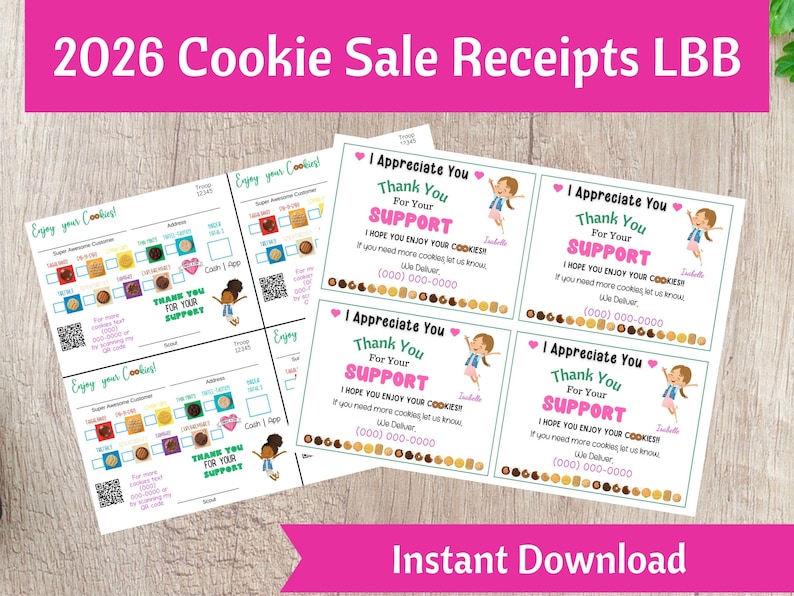 2026 Cookie Sales Receipts LBB | Scout Troop Organizer Printable - Etsy