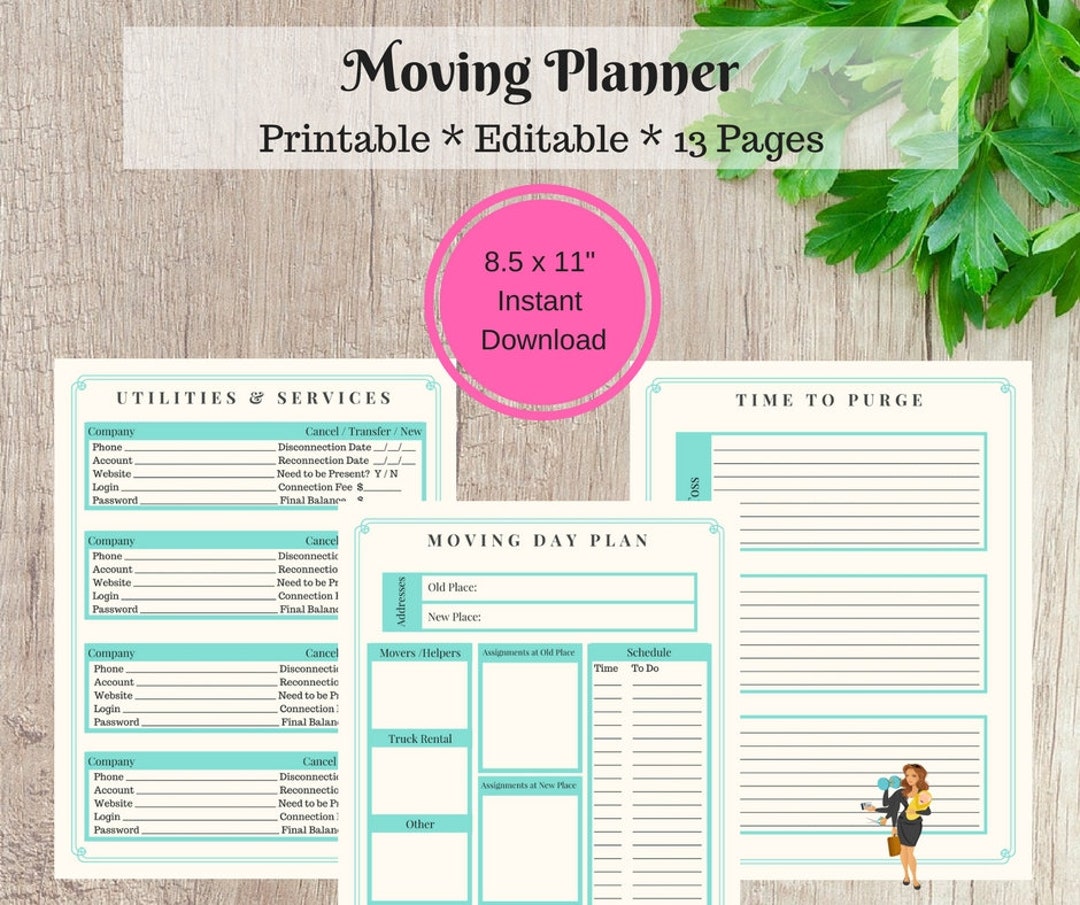 Moving Planner - Relocation Printable - Moving Checklist - Room Planner ...