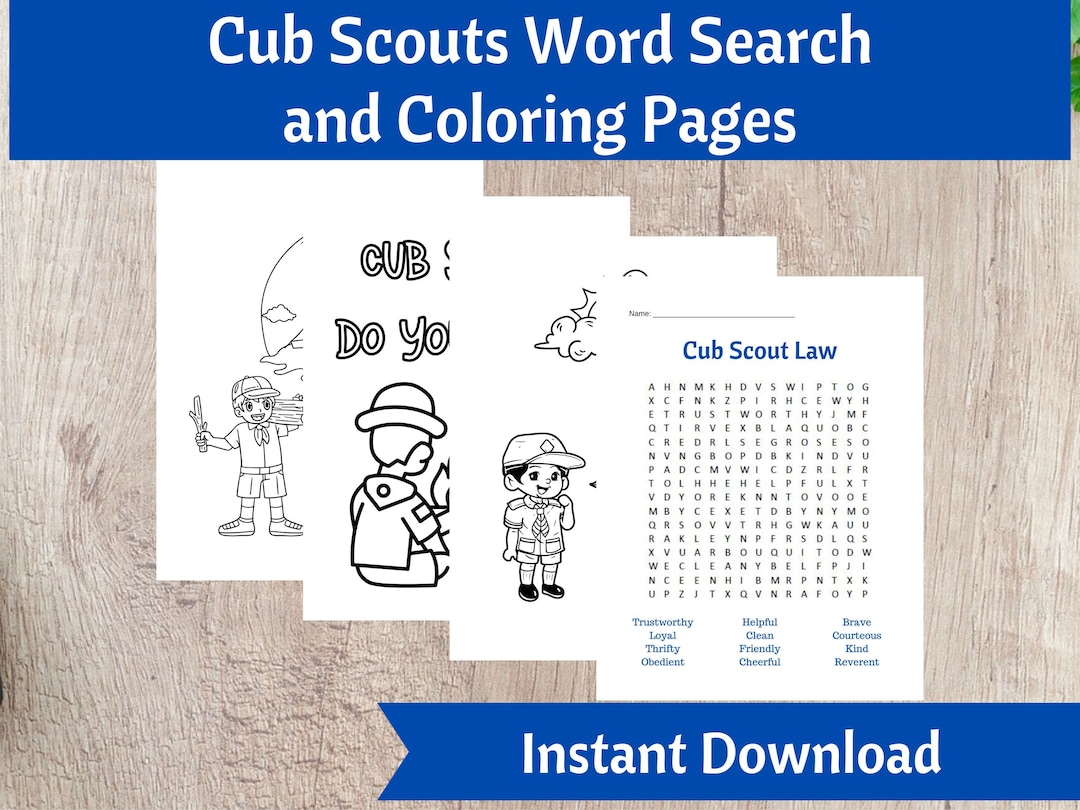Cub Scout Law Word Search and Coloring Pages Printable Instant Download ...