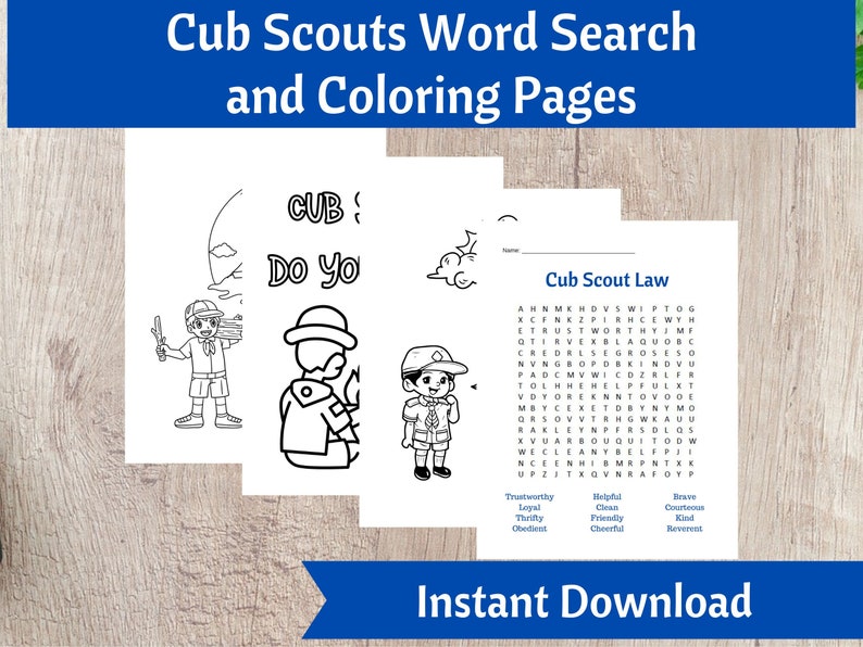Cub Scout Law Word Search and Coloring Pages Printable Instant Download ...
