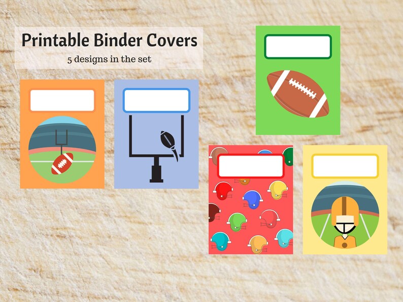 Football Printable Binder Covers for School Editable Home Office Binder ...