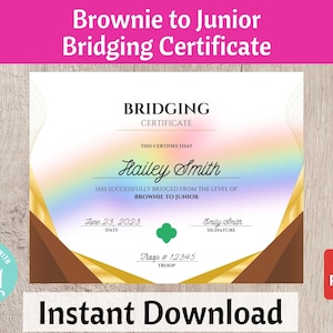Brownie to Junior Bridging Certificate Scouts Bridging Ceremony ...