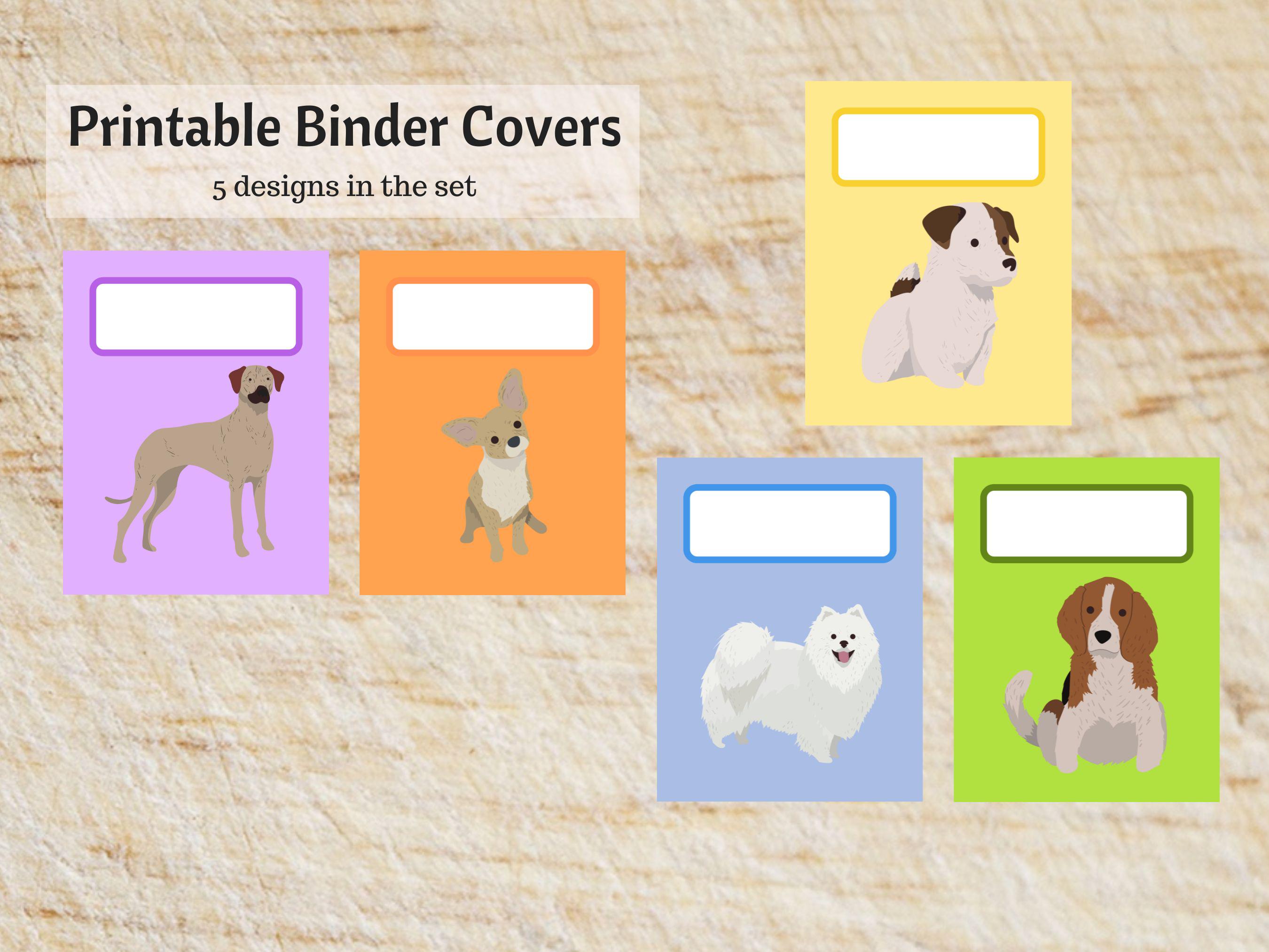 Puppy Printable Binder Covers for School Editable Home Office Binder ...