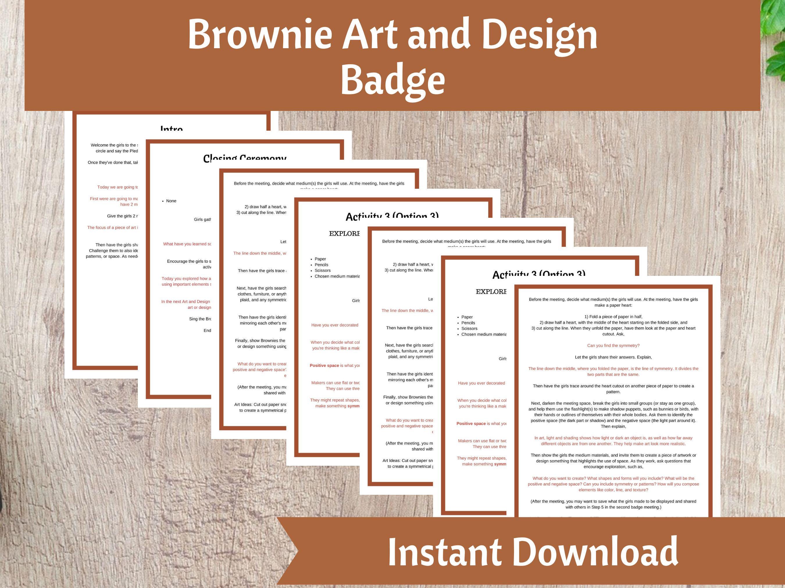 Brownie Art and Design Badge Activity Kit | Girls Scout Troop Organizer ...