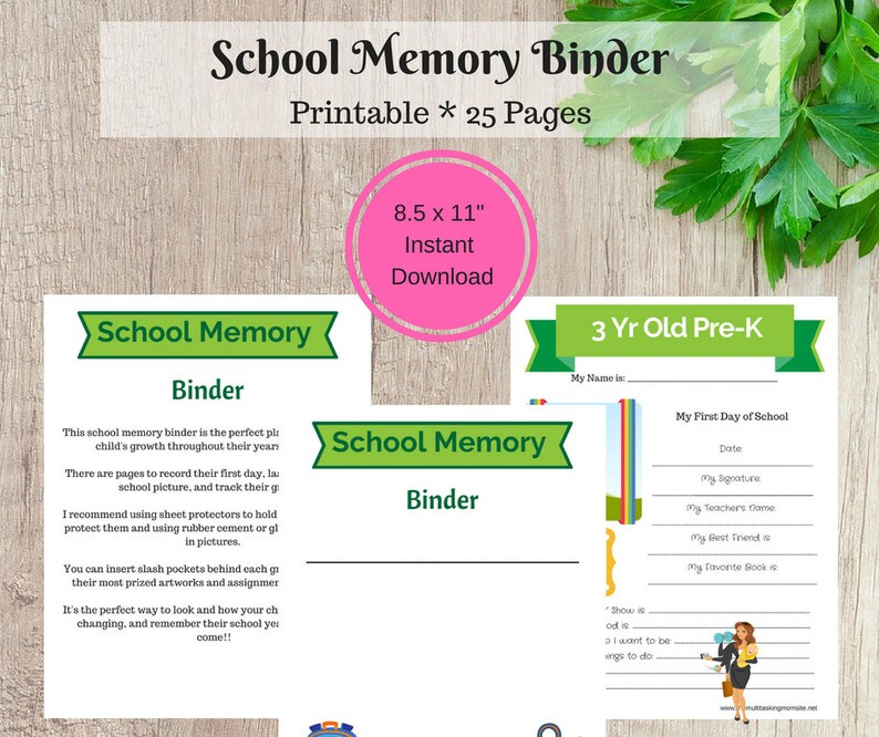 School Memory Binder Printable Record of School Achievements and ...