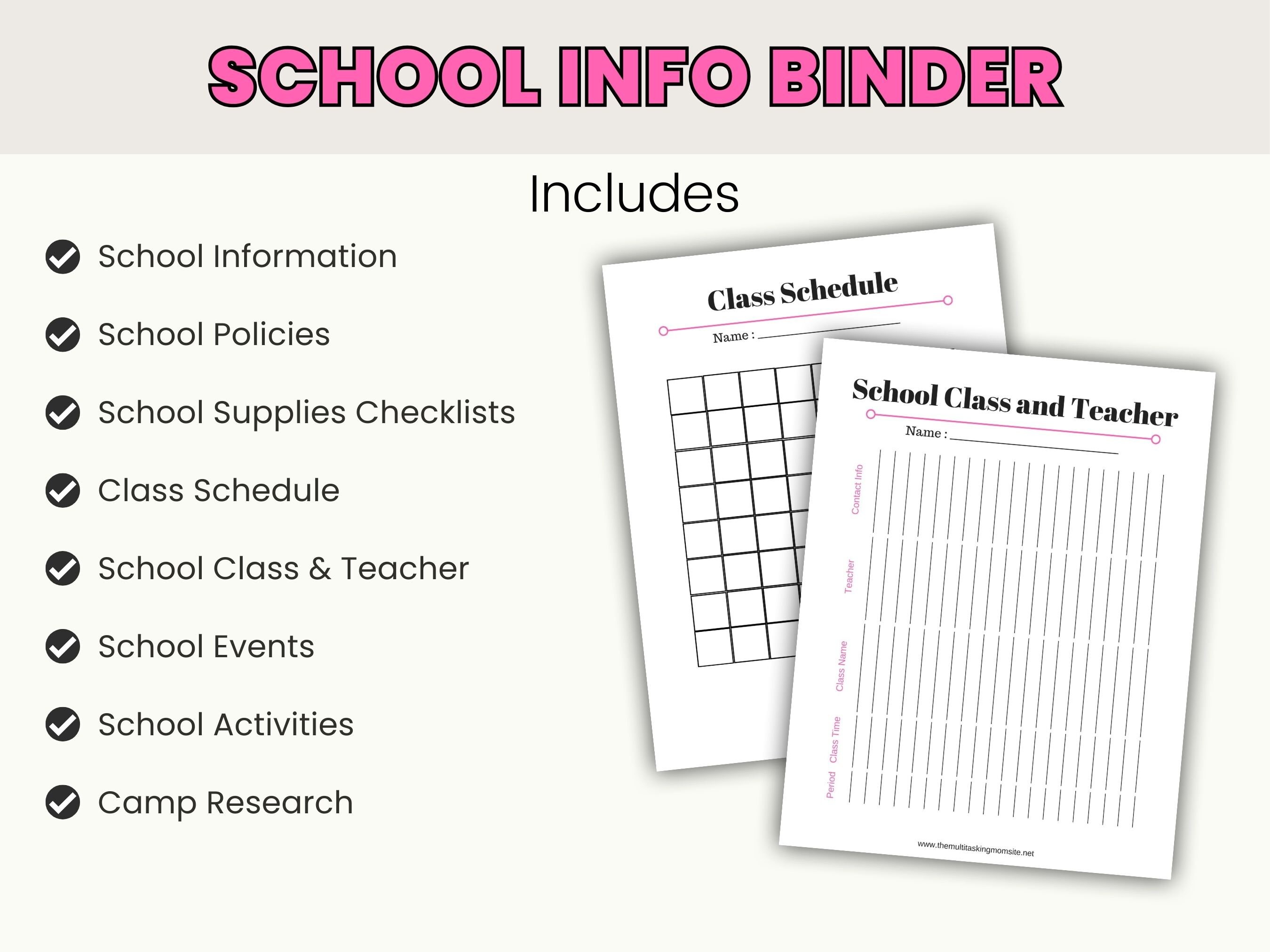 School Information Binder Printable Household Management Family ...