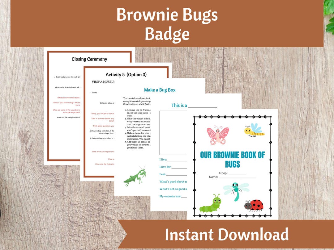 Brownie Bugs Badge Activity Kit | Girls Scout Troop Organizer Printable ...