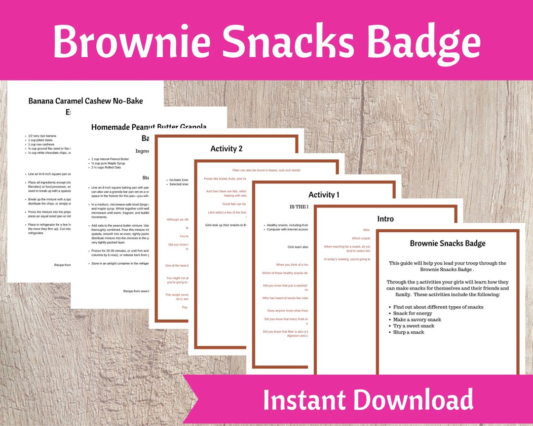 Brownie Snacks Badge Activity Kit Girls Scout Troop - Etsy