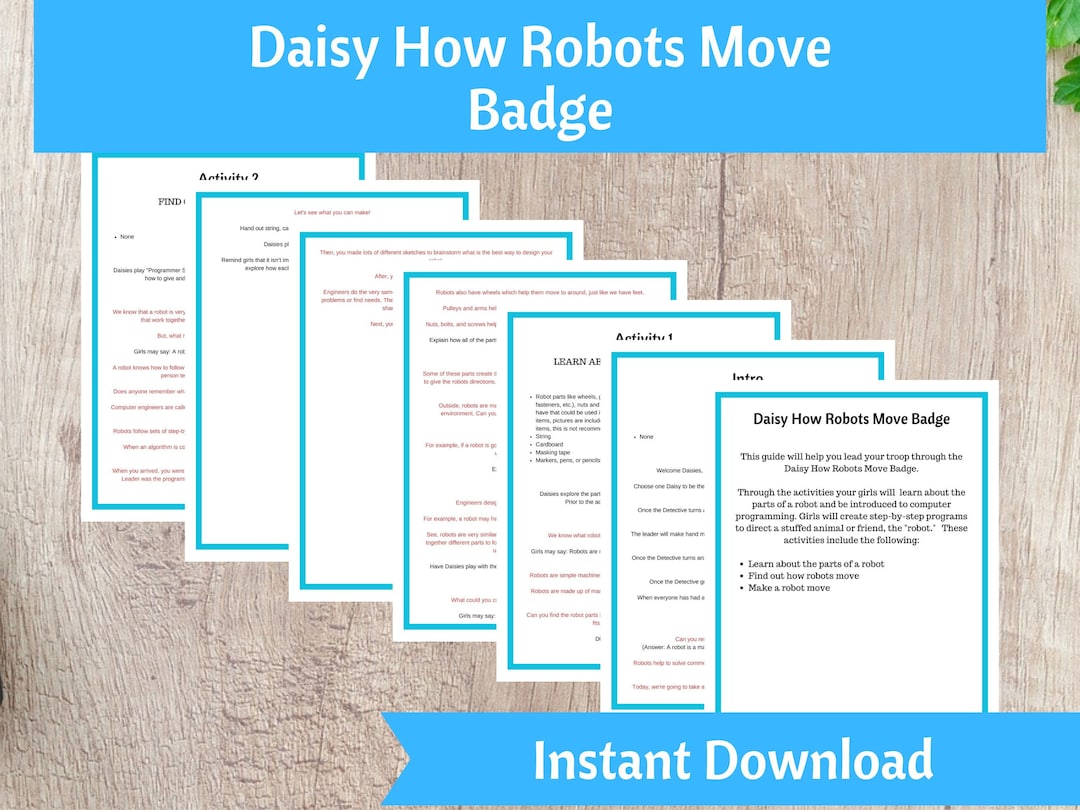 Daisy How Robots Move Badge Activity Kit | Girls Scout Troop Organizer ...