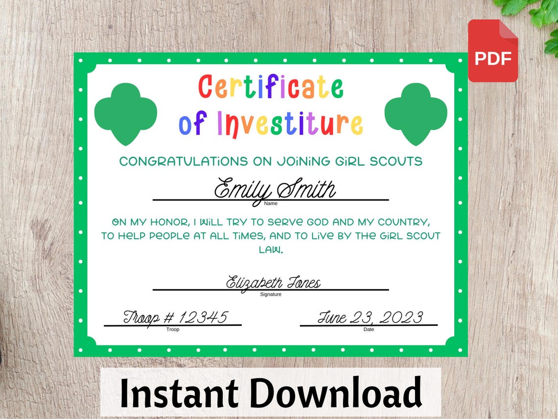 Certificate of Investiture and Rededication - Scouts Bridging Ceremony ...