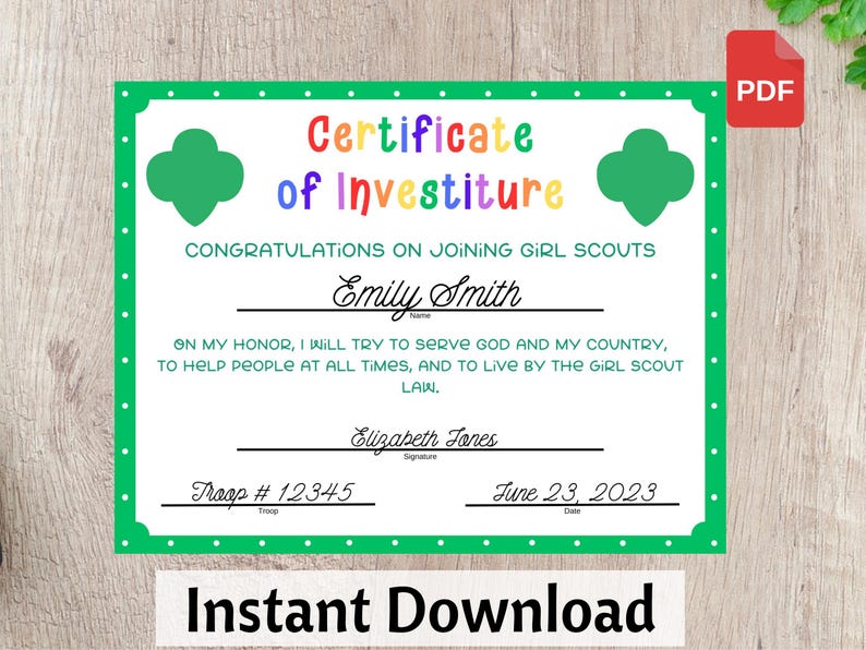 Certificate of Investiture and Rededication - Scouts Bridging Ceremony ...
