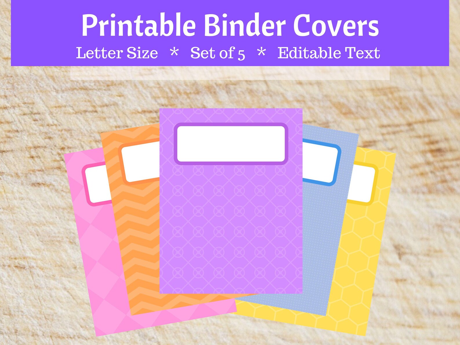 Pastel Patterns Printable Binder Covers for School Editable Home Office ...