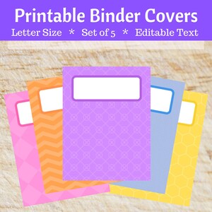 Pastel Patterns Printable Binder Covers for School Editable Home Office ...