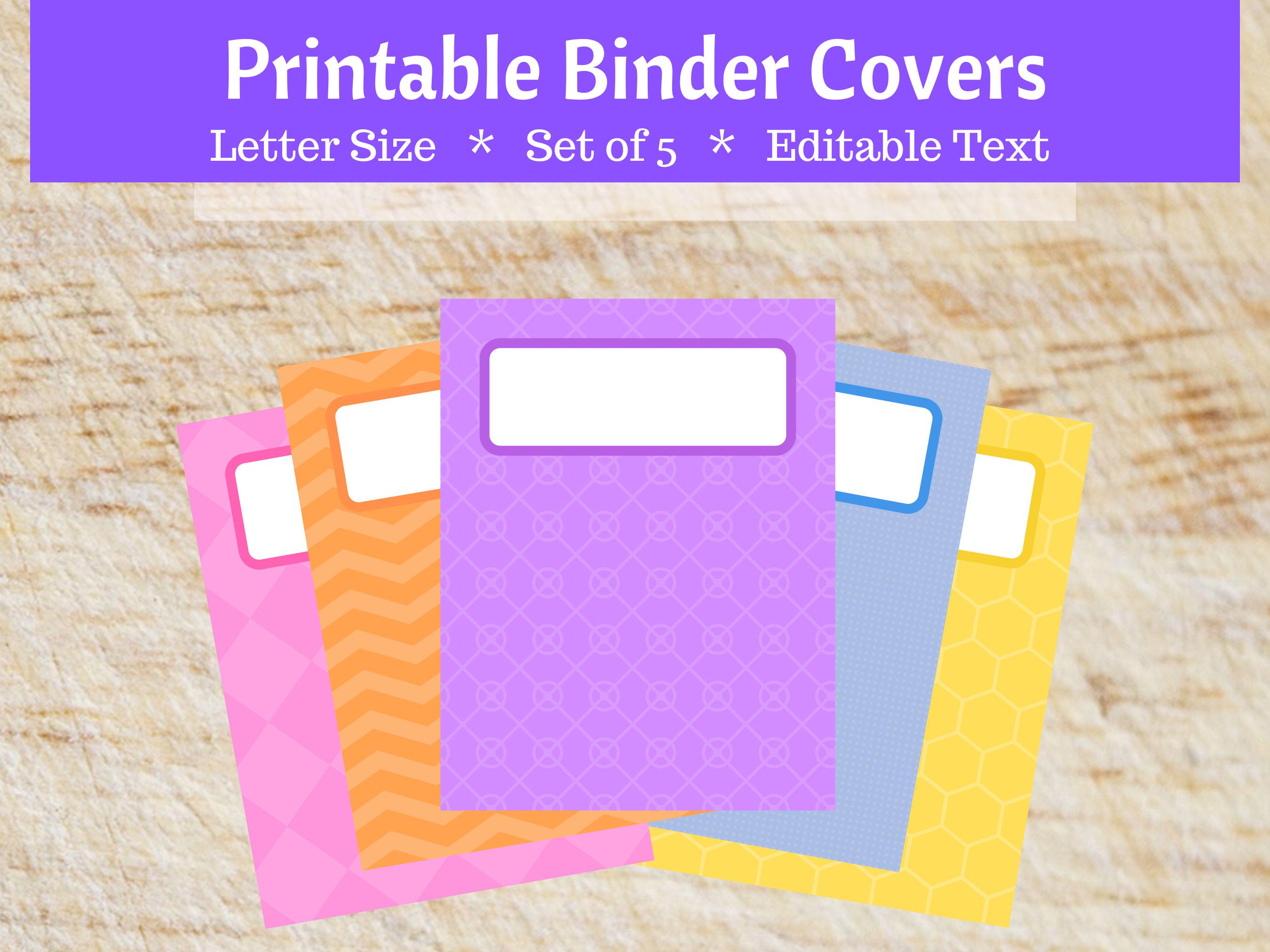 Pastel Patterns Printable Binder Covers for School Editable Home Office ...