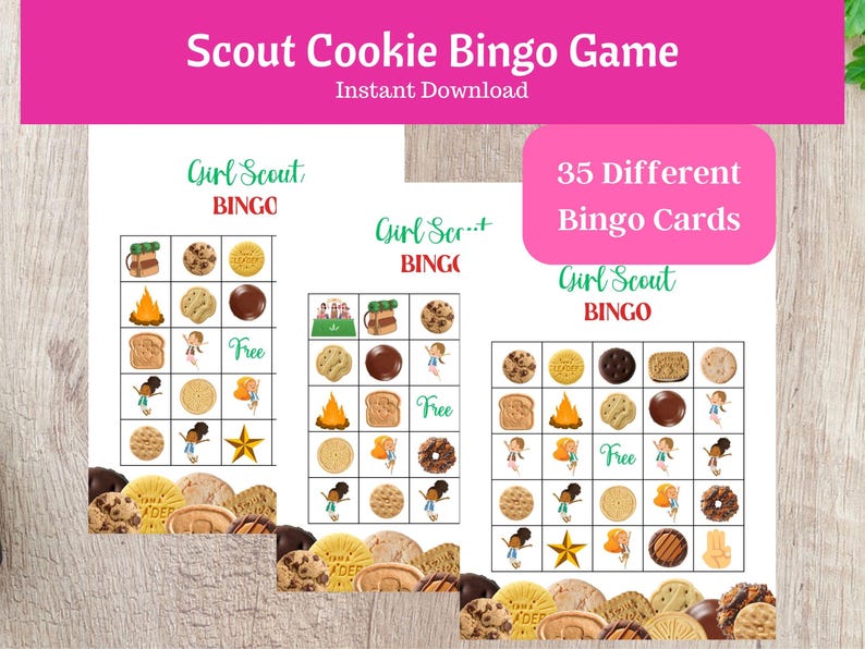 Scout Cookie Bingo Game Meeting Activity - Printable Instant Download ...