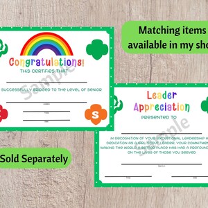 Girl Scout Certificates of Completion Daisy to Cadette Bridging ...