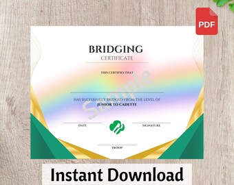 Brownie to Junior Bridging Certificate Girls Scouts - Etsy