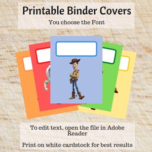 Toy Story 4 Printable Binder Covers for School Editable Home Office ...