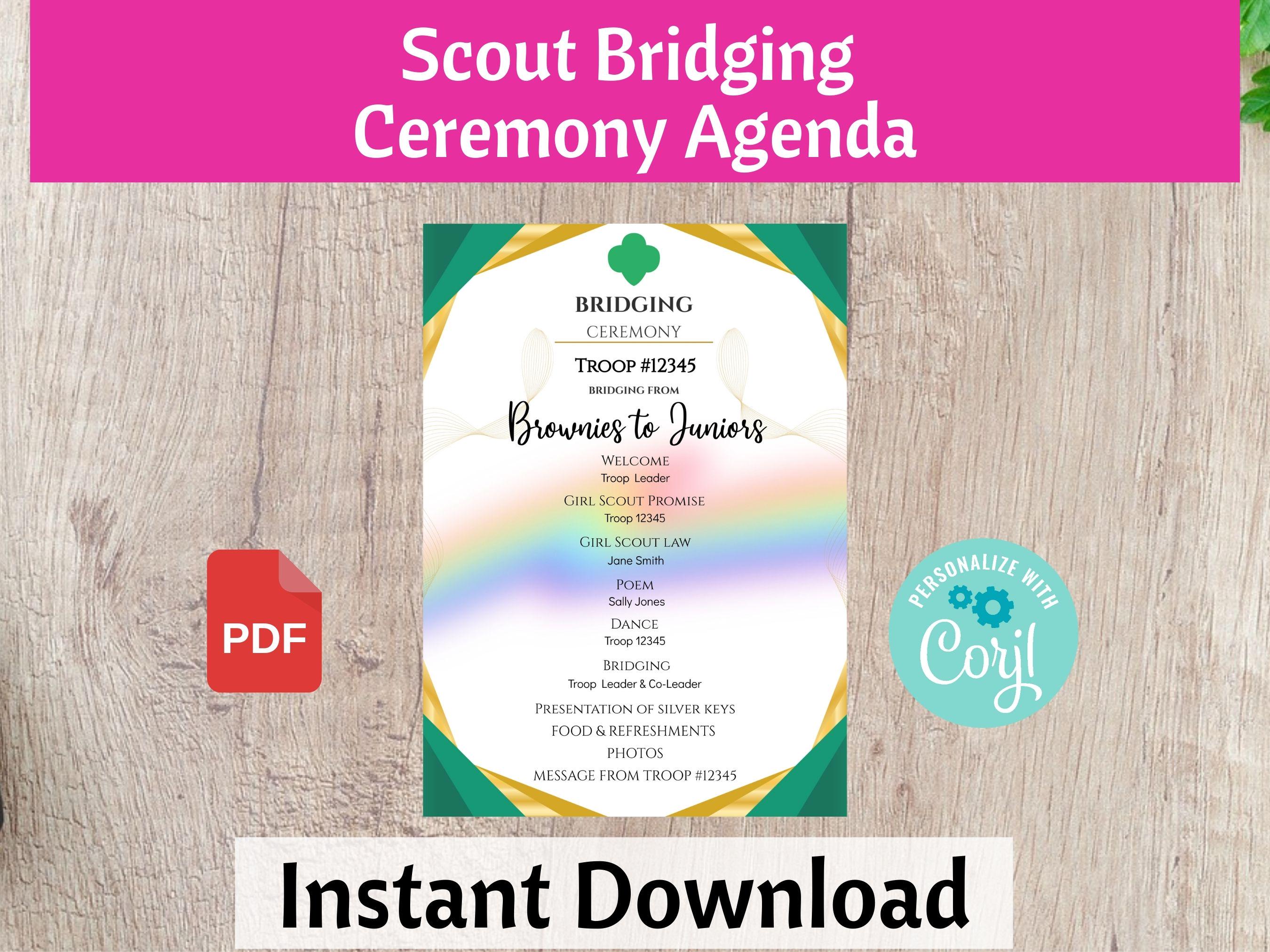 Bridging Ceremony Invitation and Agenda - Scout Leader Resource ...
