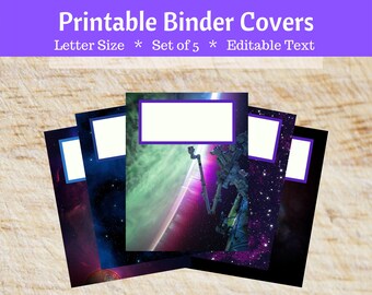 Space Printable Binder Covers for School Editable Home Office Binder ...