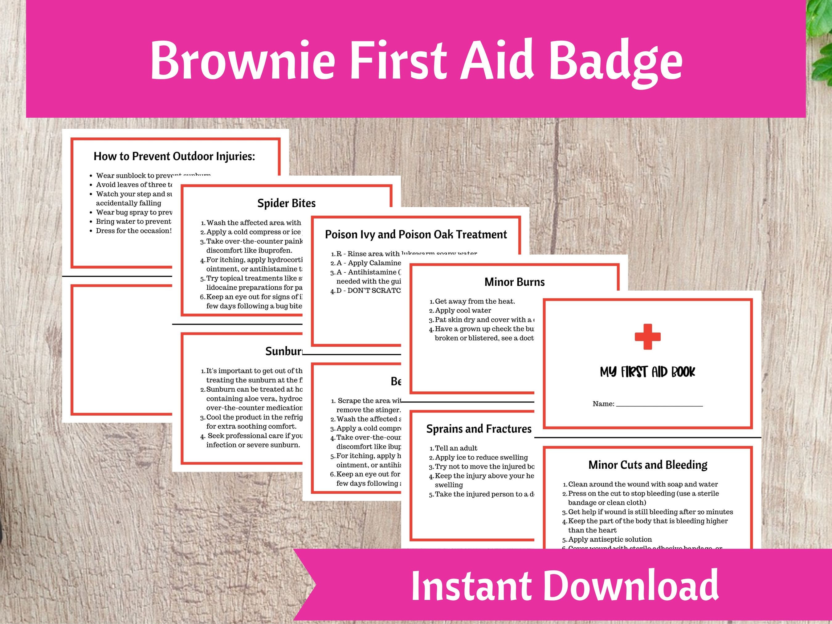 Brownie First Aid Badge Activity Kit Girls Scout Troop Organizer ...
