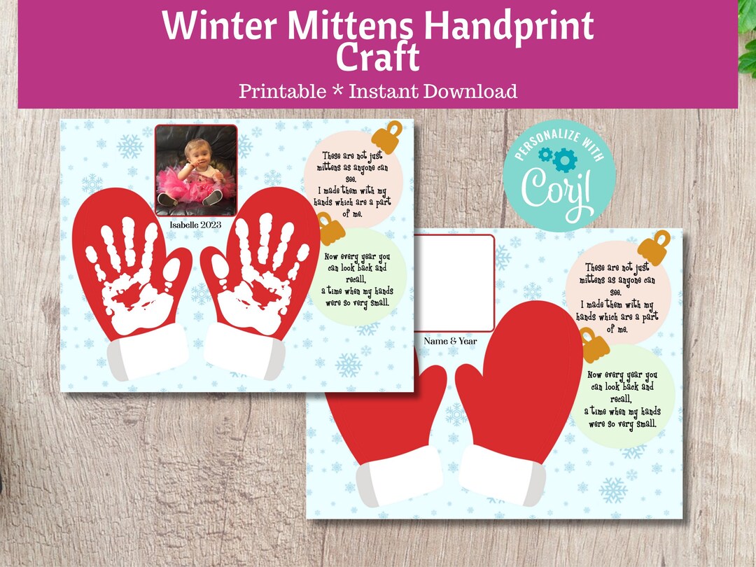 Winter Mittens Handprint Craft - Christmas Handprint Art Keepsake ...