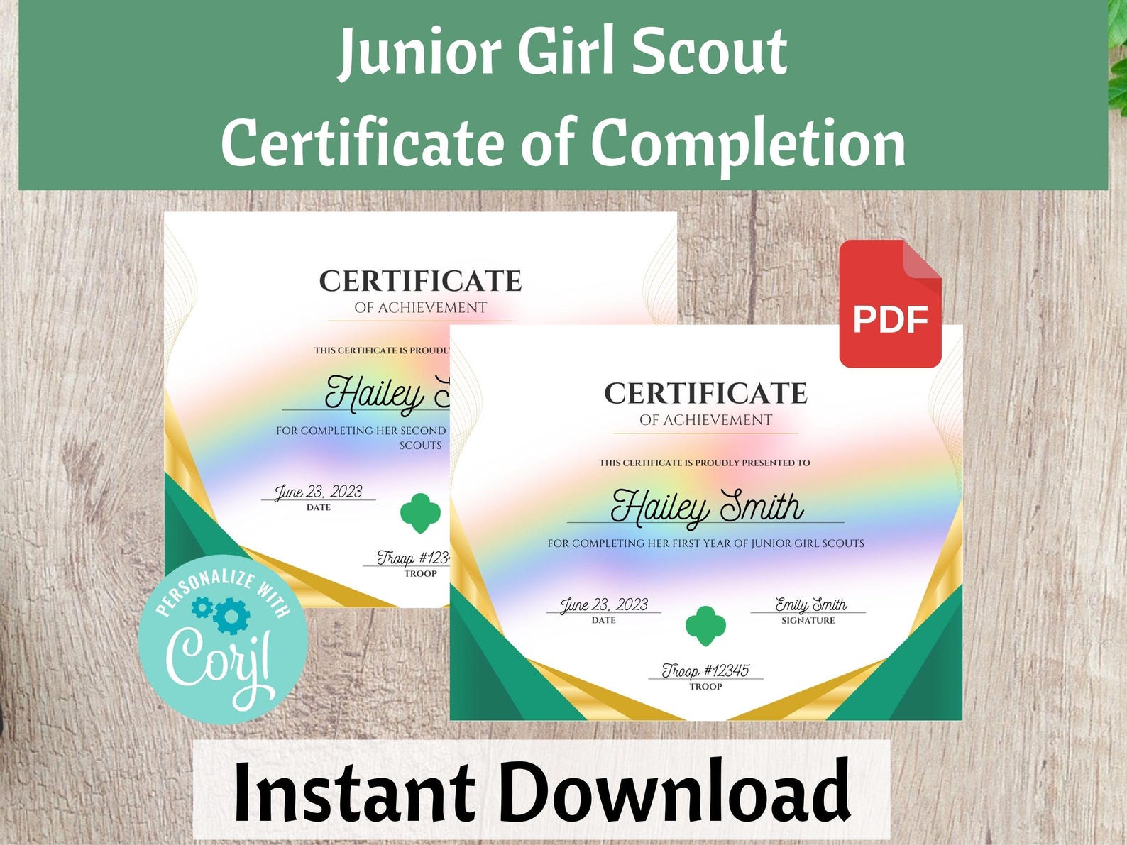 Girl Scout Certificates of Completion - Daisy to Ambassador Bridging ...