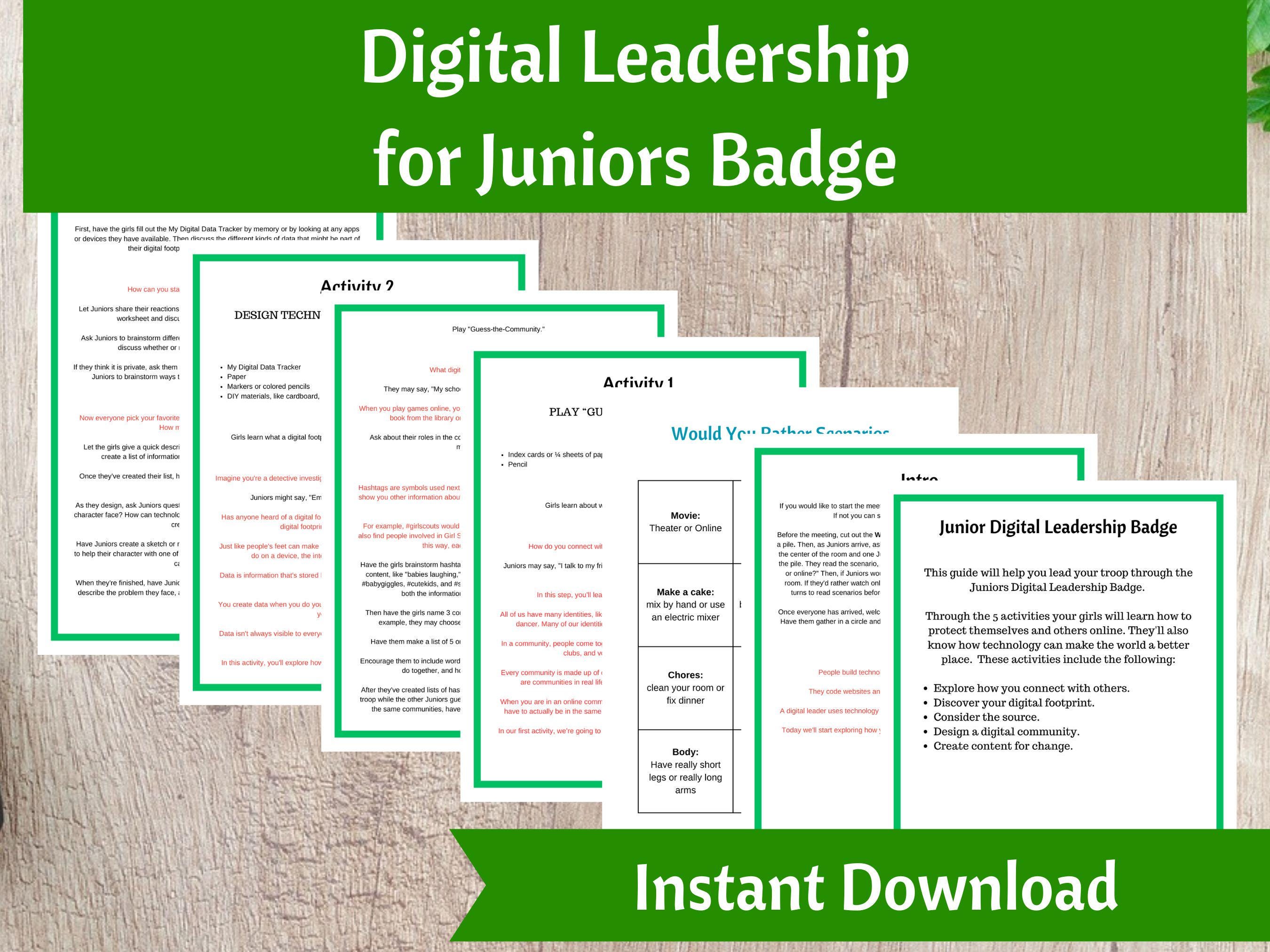 Digital Leadership for Juniors Badge Activity Kit | Girls Scout Troop ...
