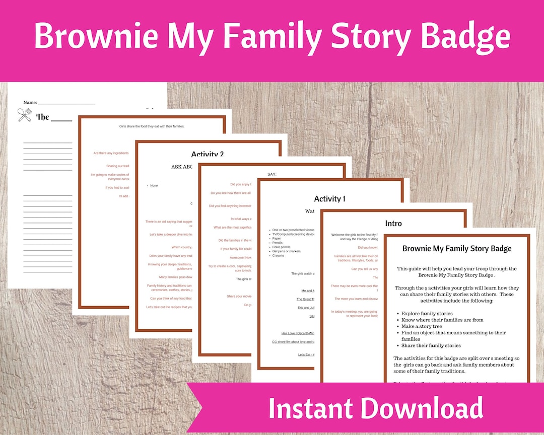 Brownie My Family Story Badge Activity Kit Girls Scout Troop - Etsy