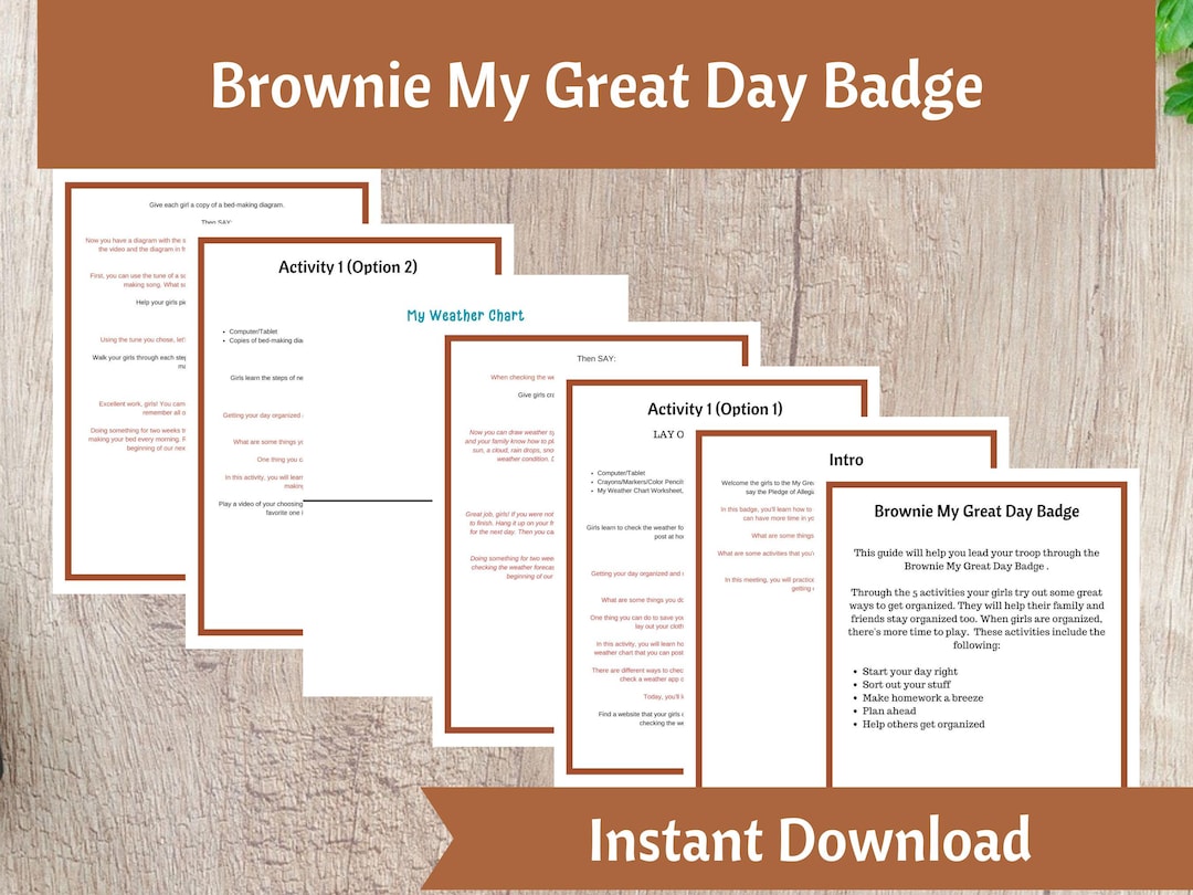 Brownie My Great Day Badge Activity Kit | Girls Scout Troop Organizer ...