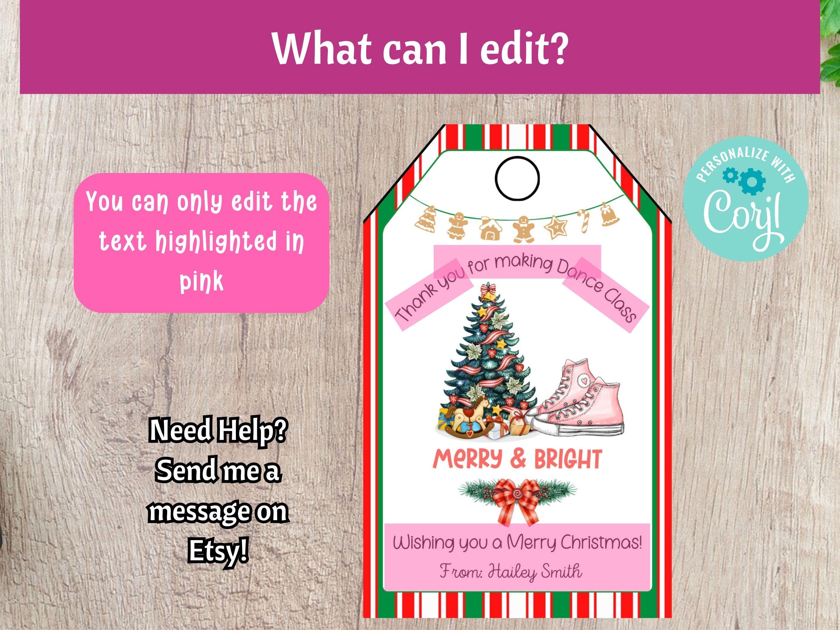 Dance Teacher Christmas Gift Tag Card for Hip Hop Teacher Holiday Dance ...