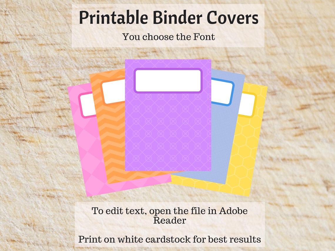 Pastel Patterns Printable Binder Covers for School Editable Home Office ...
