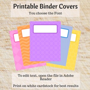 Pastel Patterns Printable Binder Covers for School Editable Home Office ...