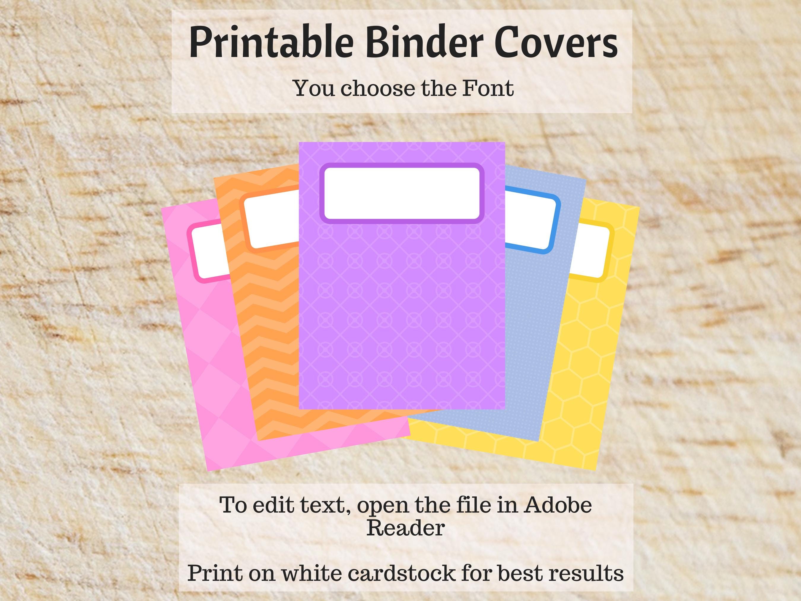 Pastel Patterns Printable Binder Covers for School Editable Home Office ...