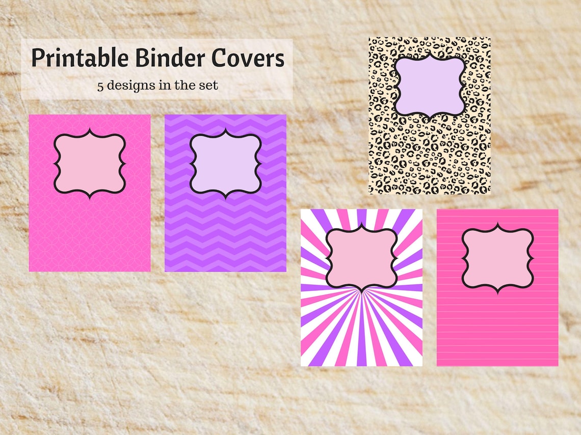 Purple, Pink, and Leopard Printable Binder Covers for School Editable ...