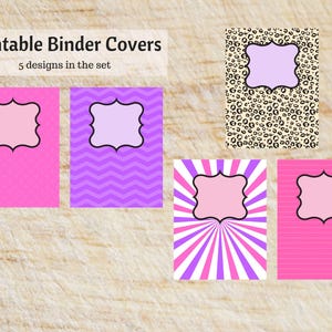 Purple, Pink, and Leopard Printable Binder Covers for School Editable ...