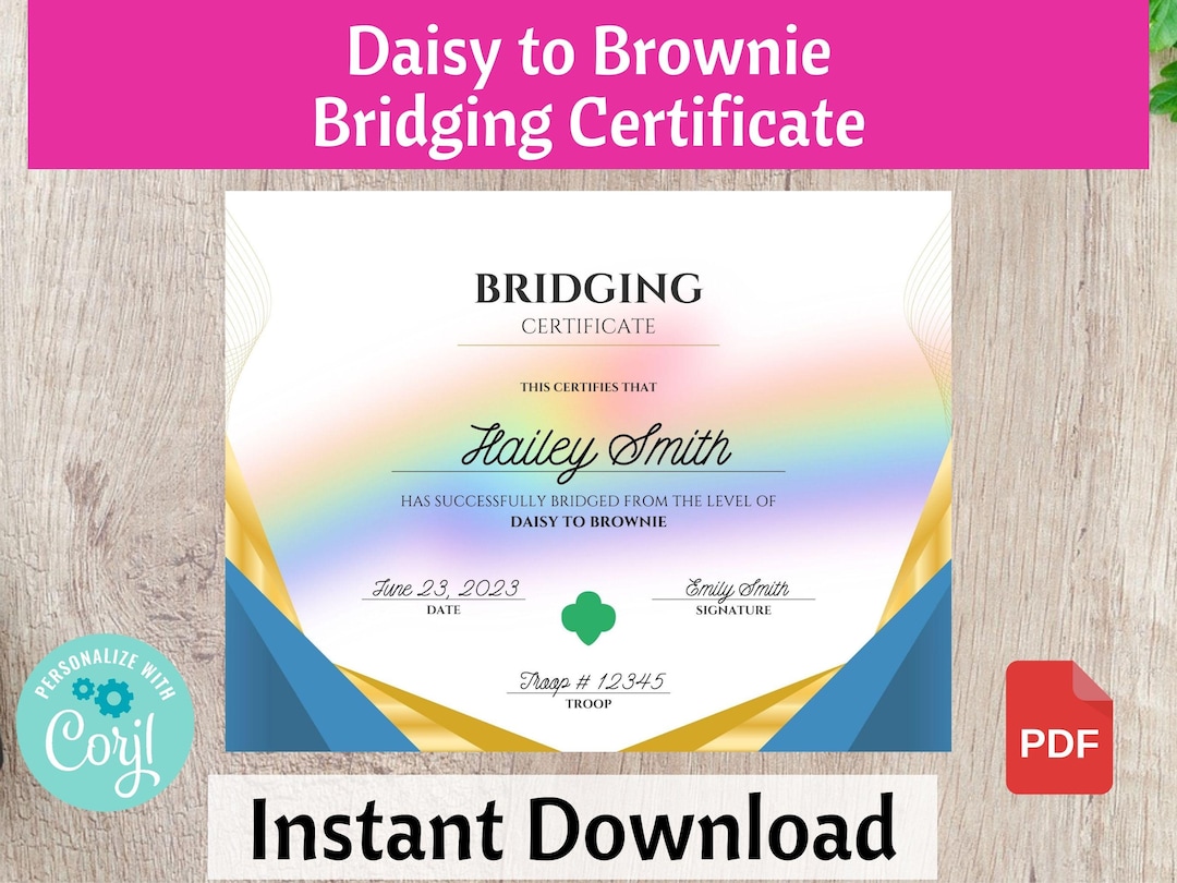 Daisy to Brownie Bridging Certificate Scouts Bridging Ceremony ...
