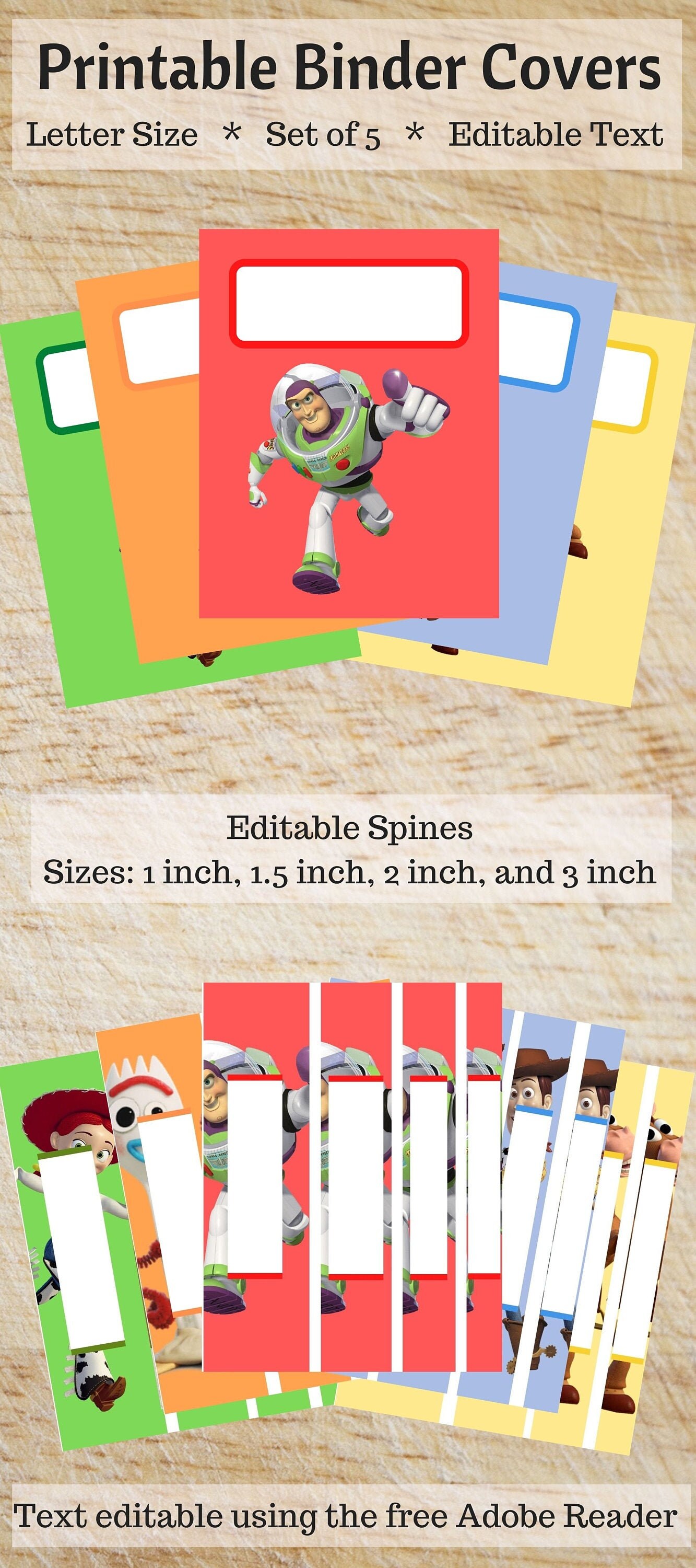 Toy Story 4 Printable Binder Covers for School Editable Home Office ...