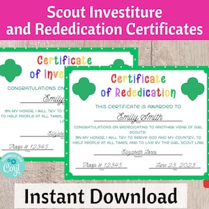 Certificate of Investiture and Rededication Scouts Bridging Ceremony ...