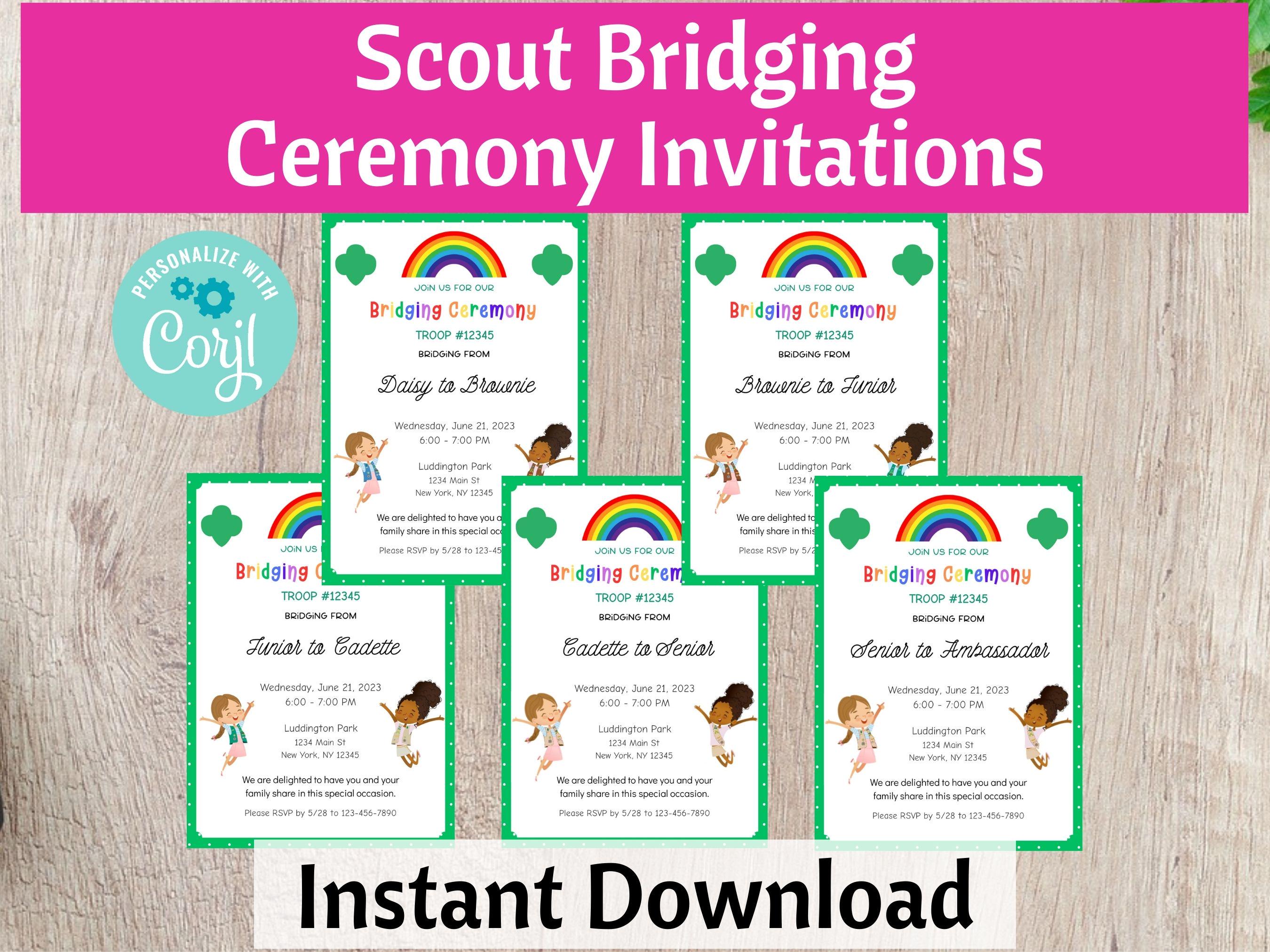 Bridging Ceremony Invitations - Scout Leader Resource - Printable ...