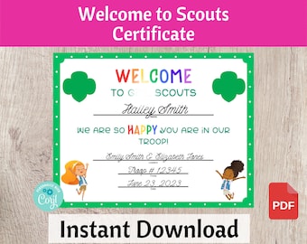 Girl Scouts Welcome Certificate PDF Digital Download - Etsy