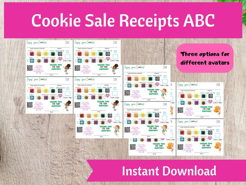 2026 Cookie Sales Receipts ABC | Scout Troop Organizer Printable - Etsy